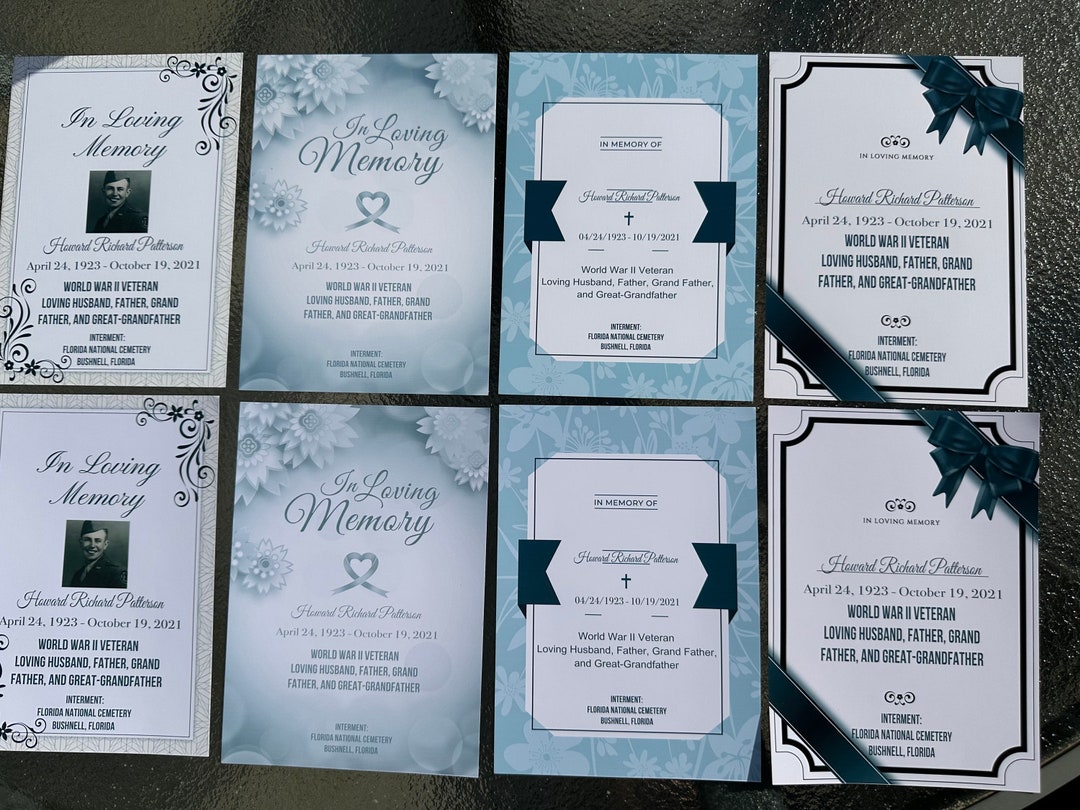 Customized Memorial Cards for Funerals, Memorials, and Keepsakes - Etsy