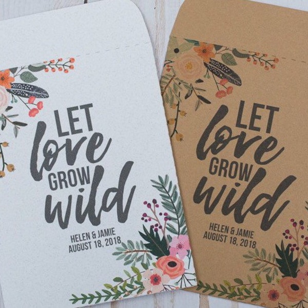 Let Love Grow Wild Flower Seed Packets for Bridal Shower - Etsy