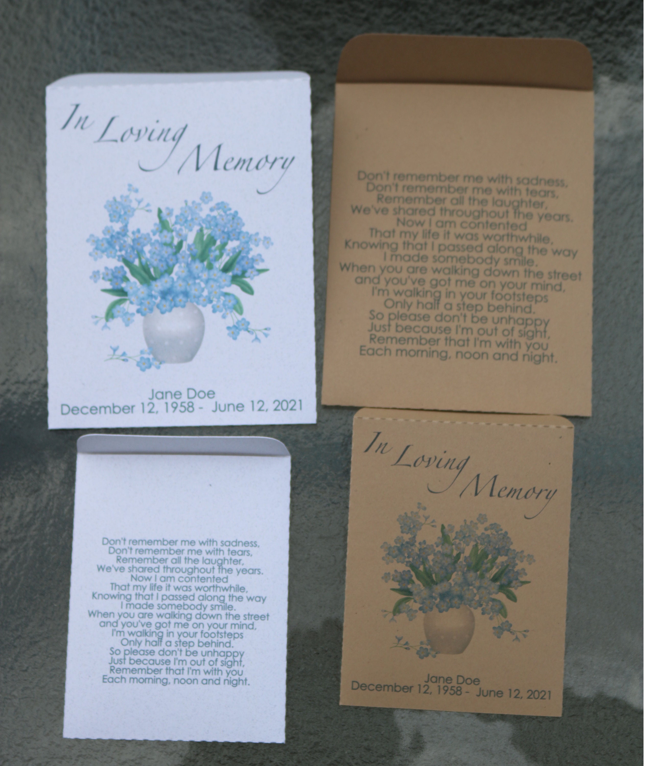 Seed Packet Favors in Loving Memory Forget Me Not Vase - Etsy