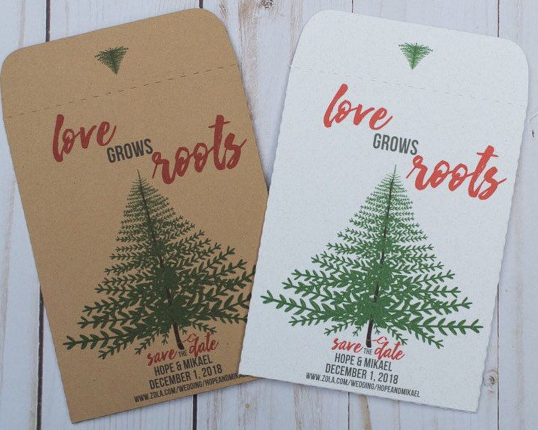 Winter Wedding Favors Seed Packets Love Grows Roots Christmas Rustic ...