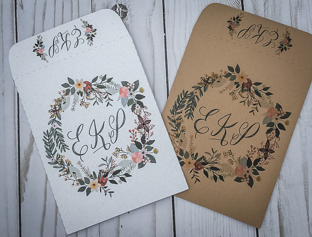 Monogram Wedding Favors Seed Packets Invitations Initial Personalized ...