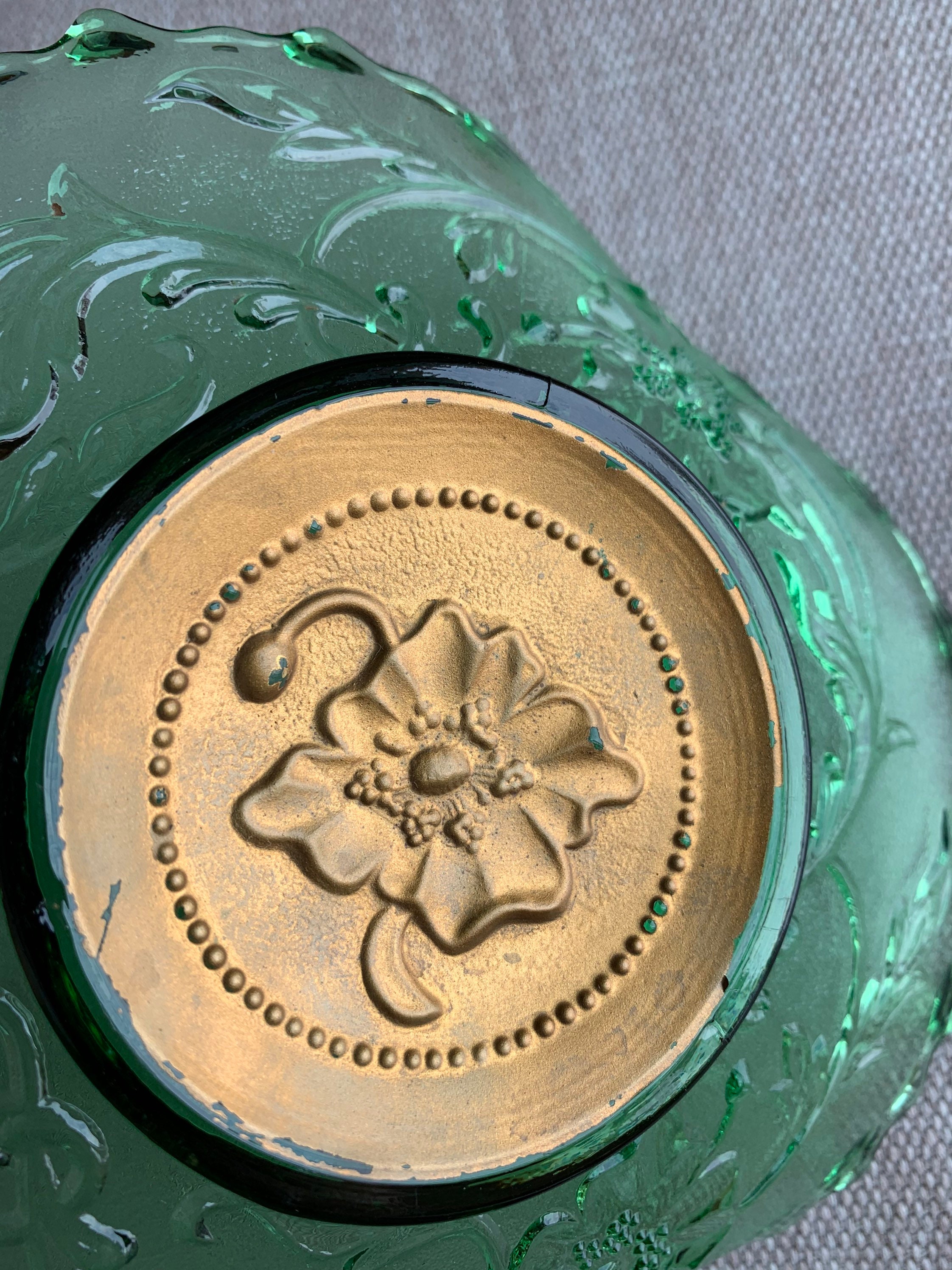 Antique Northwood Green Poppy Dish with Goofus Glass effect | Etsy