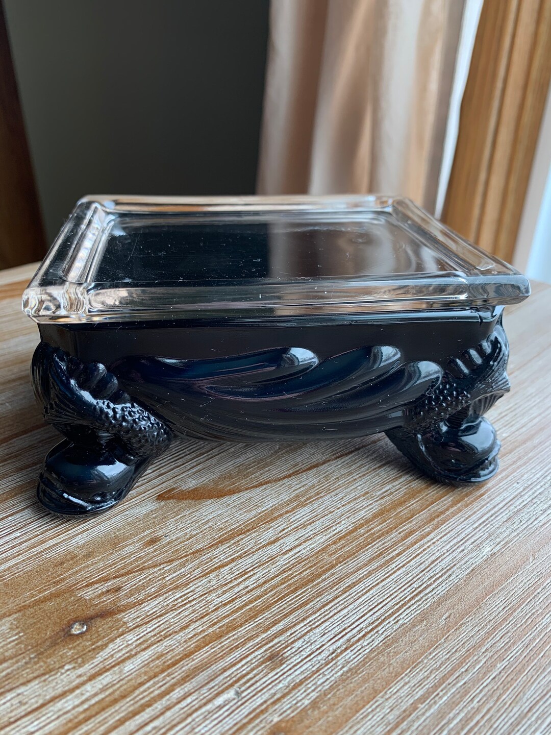 Rare Vintage Black Ebony Cambridge Caprice Dolphin Footed Cigarette Box ...