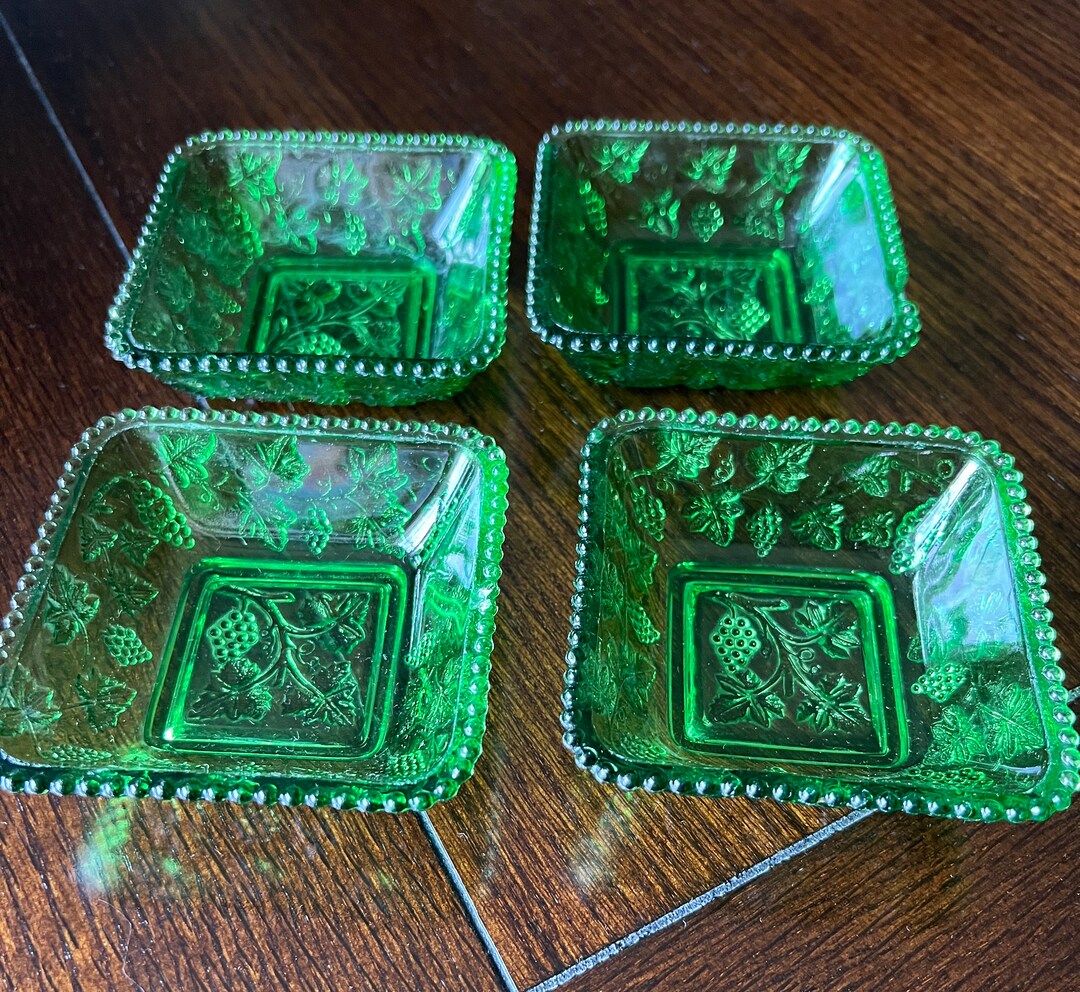 Rare EAPG Antique US Glass Company California Pattern Green Glass Berry ...