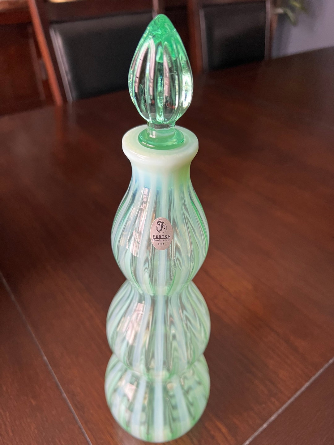 Vintage Fenton Sea Mist Green Opalescent New World Wine Bottle- Museum ...