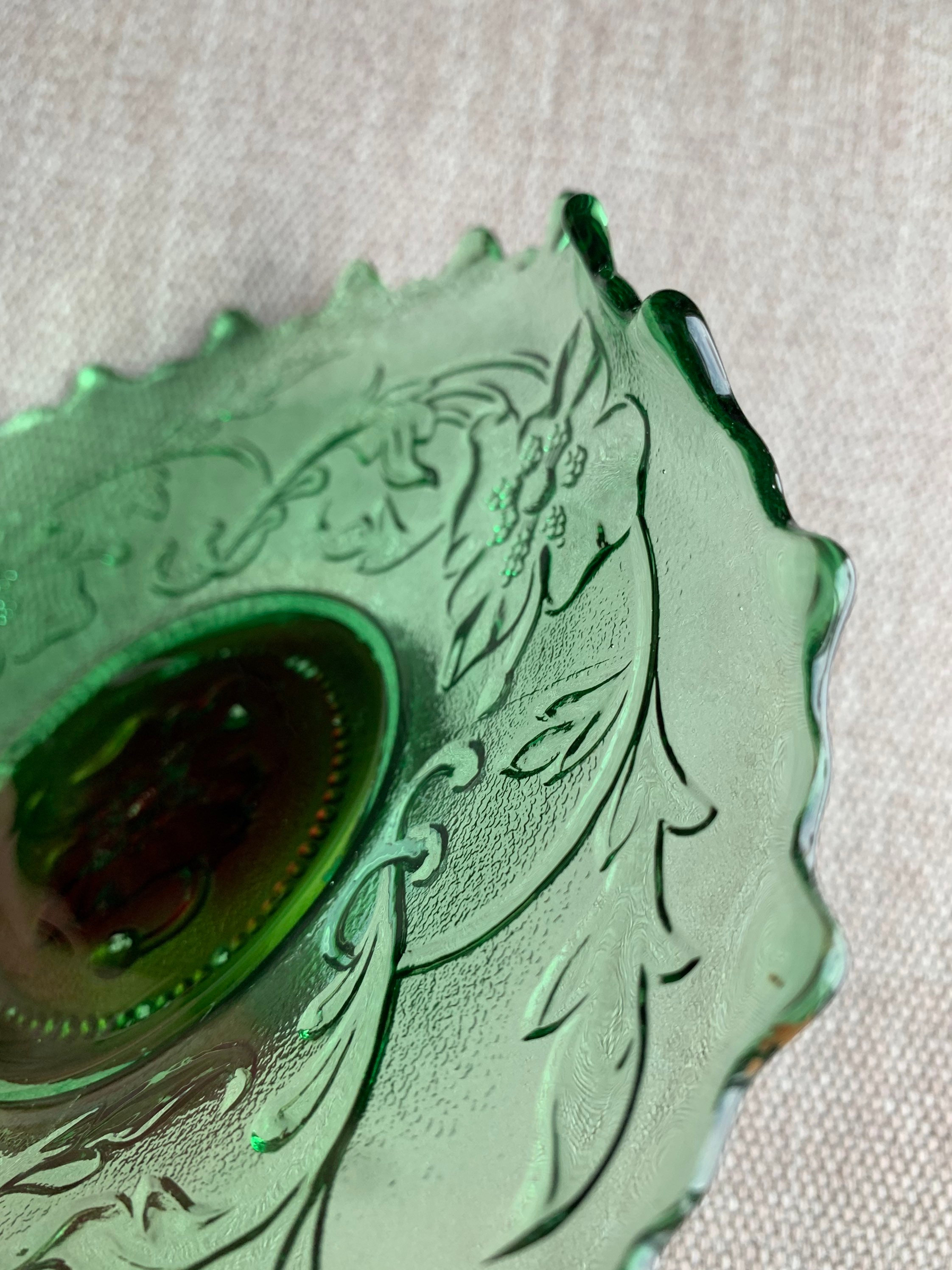 Antique Northwood Green Poppy Dish With Goofus Glass Effect | Etsy