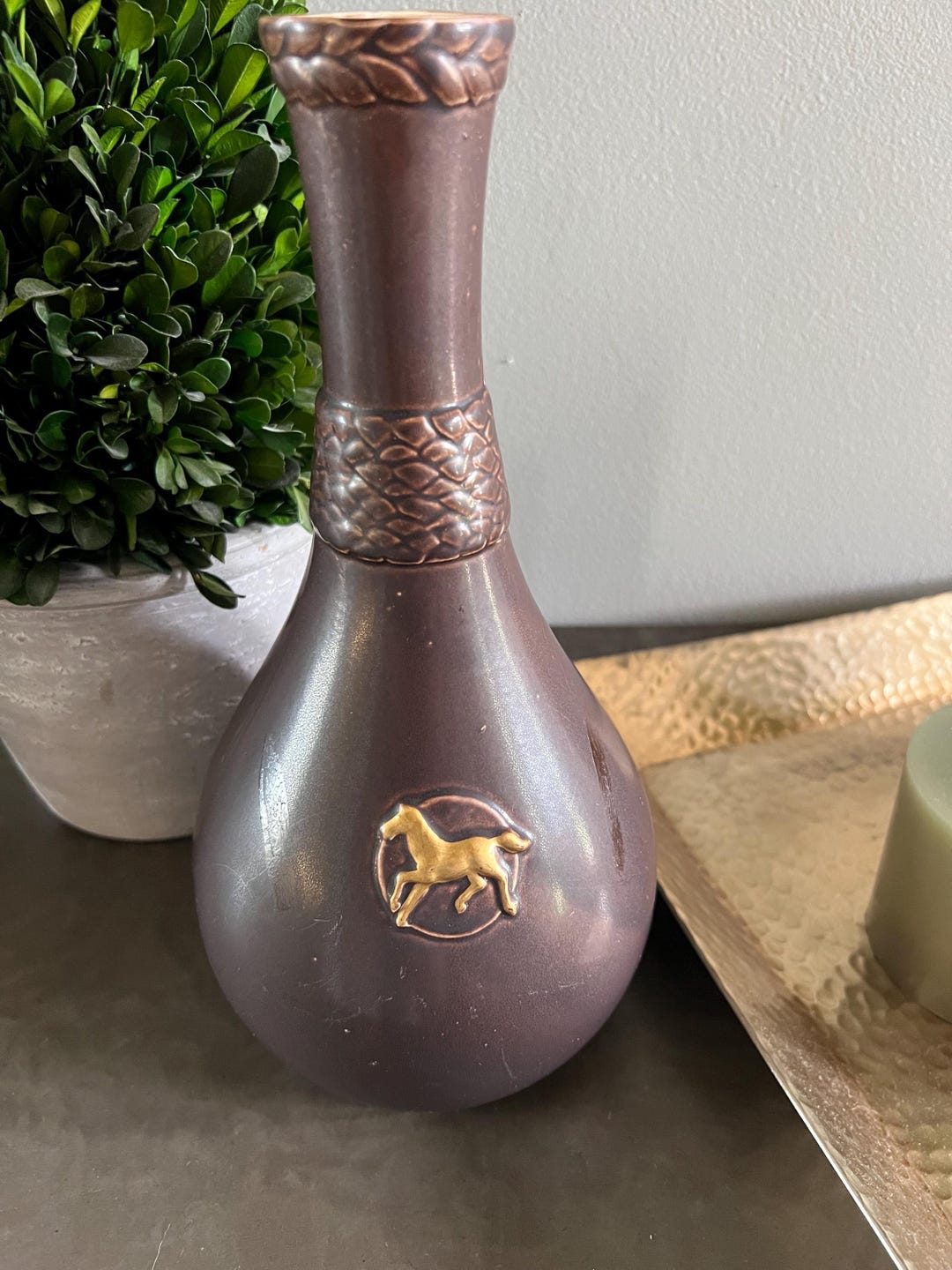 Vintage Mid Century Lego Ceramic of Japan Horse Themed Decanter or Vase ...
