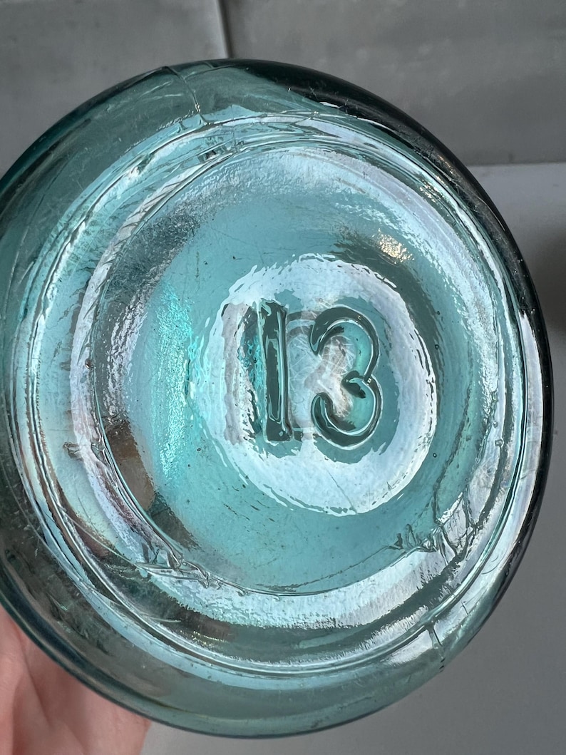 Rare Vintage Number 13 Ball Perfect Mason Aqua Pint Jar W/zinc Boyd's ...