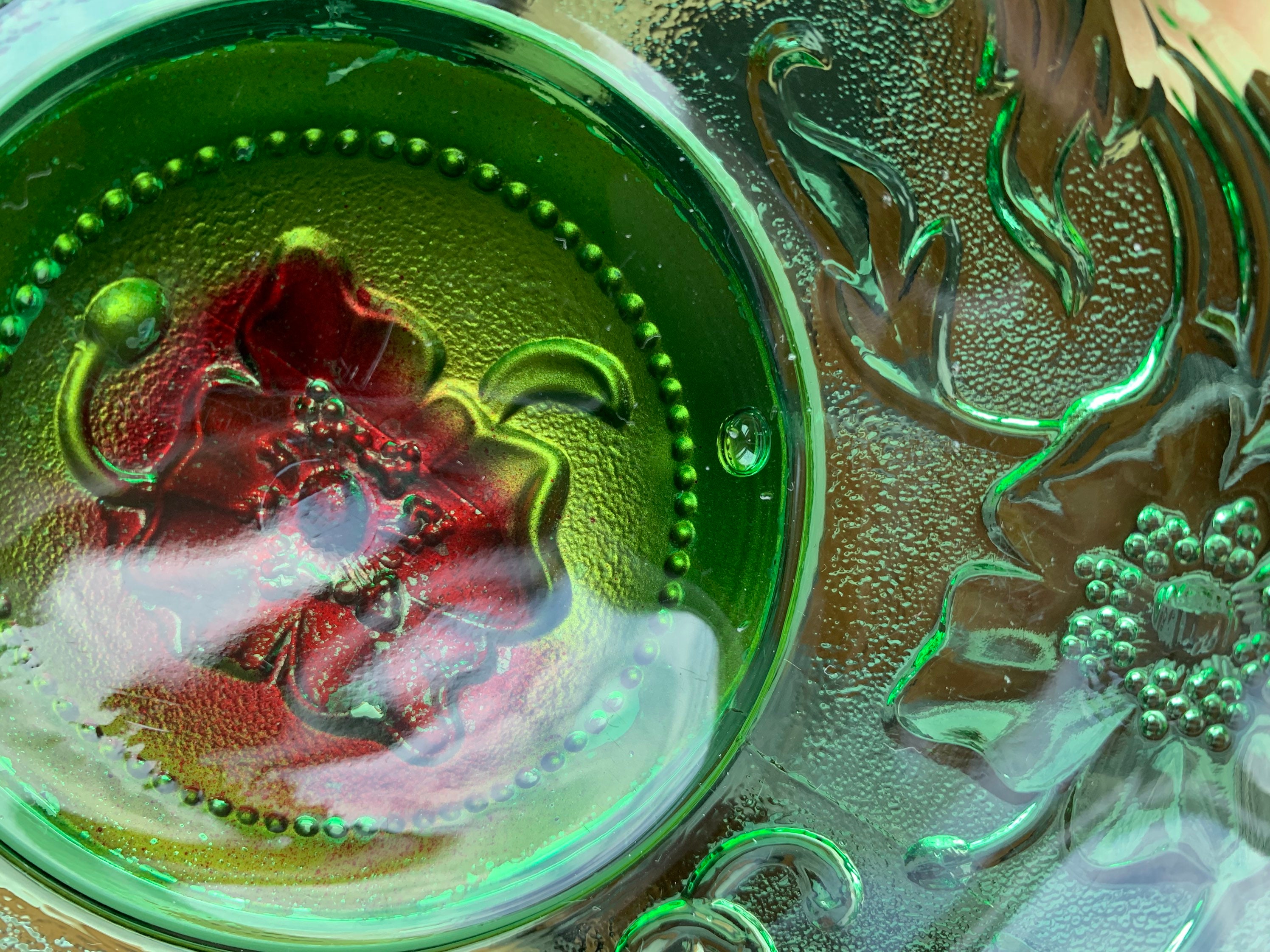 Antique Northwood Green Poppy Dish With Goofus Glass Effect | Etsy