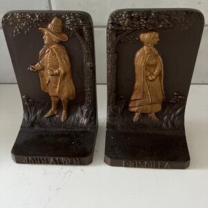 Antique 1920’s John Alden and Priscilla Bookends by Bradley and Hubbard ...