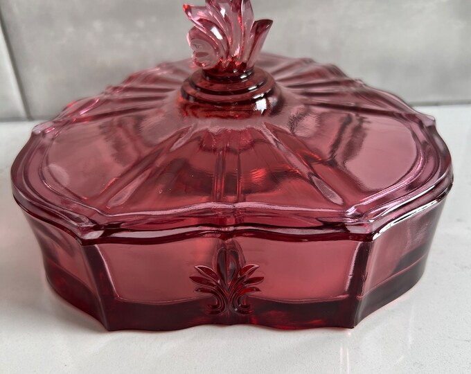 Vintage Indiana Glass Tiara Dusty Rose Color Three Part Candy Box With ...
