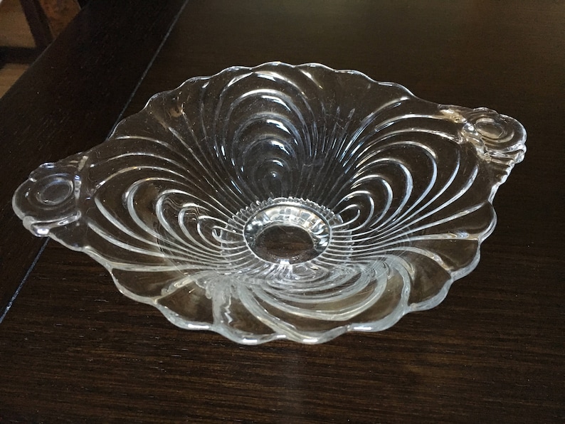 Cambridge Glass Caprice Pattern Round Tab Handled Compote 9 - Etsy