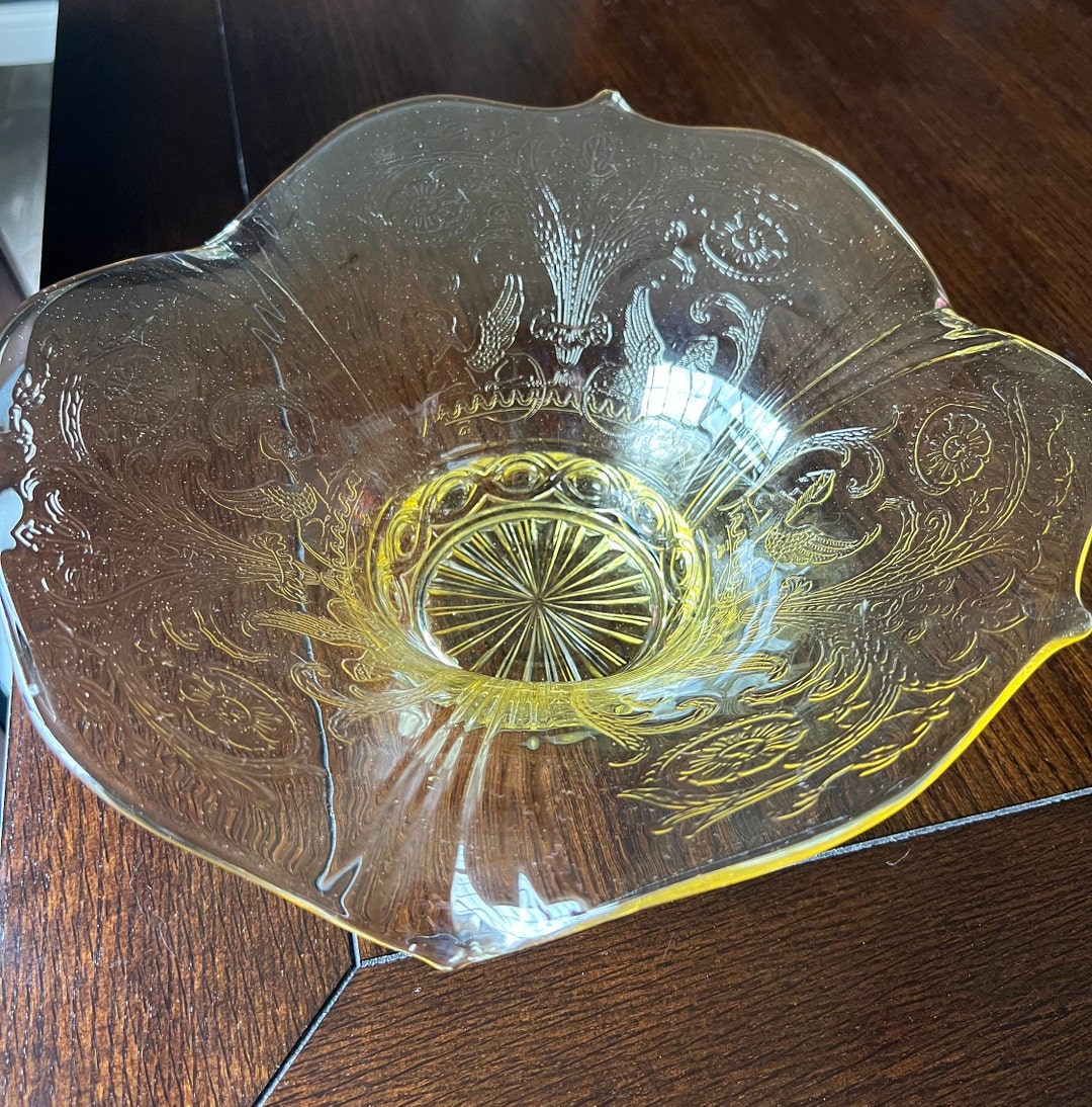 Rare Vintage Sphinx Pattern #378 by Lancaster Glass, Yellow Console ...
