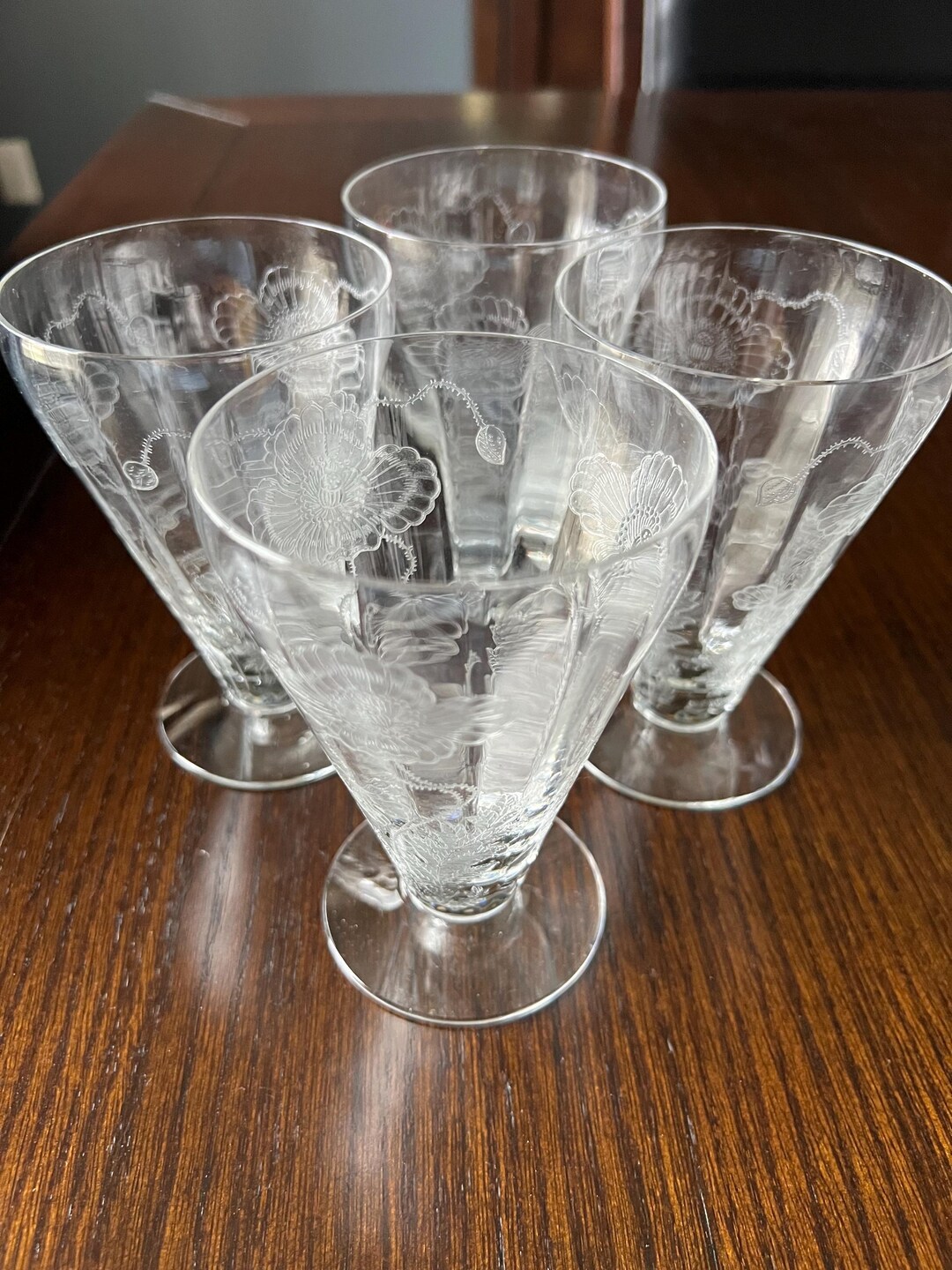 Antique Fostoria Rogene Pattern Set of Four 9 Oz. Footed Tumblers- Stem ...