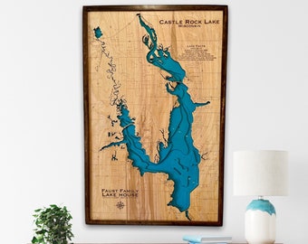 Custom Lake Map of Castle Rock Lake Wi - Etsy