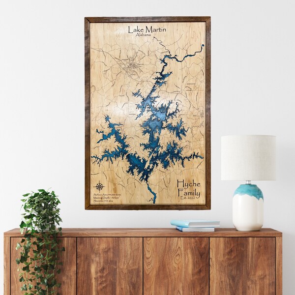 Map of Lake Martin - Etsy