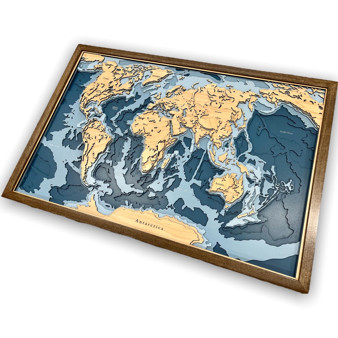 World Map Custom Topographical Map Nautical Decor Lake - Etsy