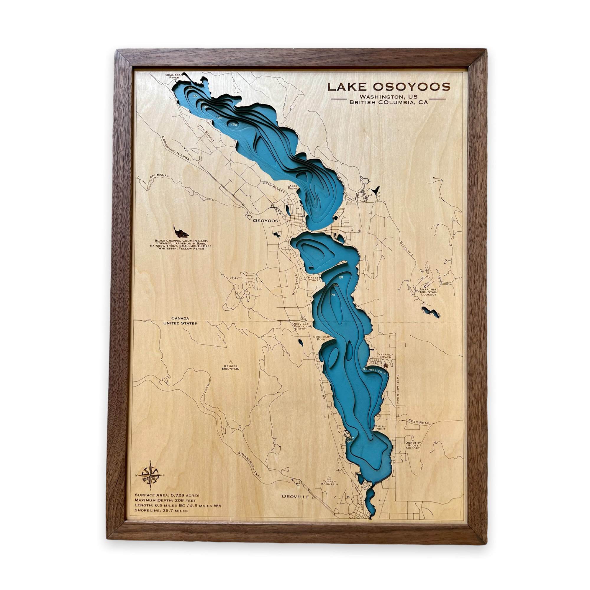Lake Osoyoos Custom Lake Map Custom Map Choose Your Design - Etsy Canada