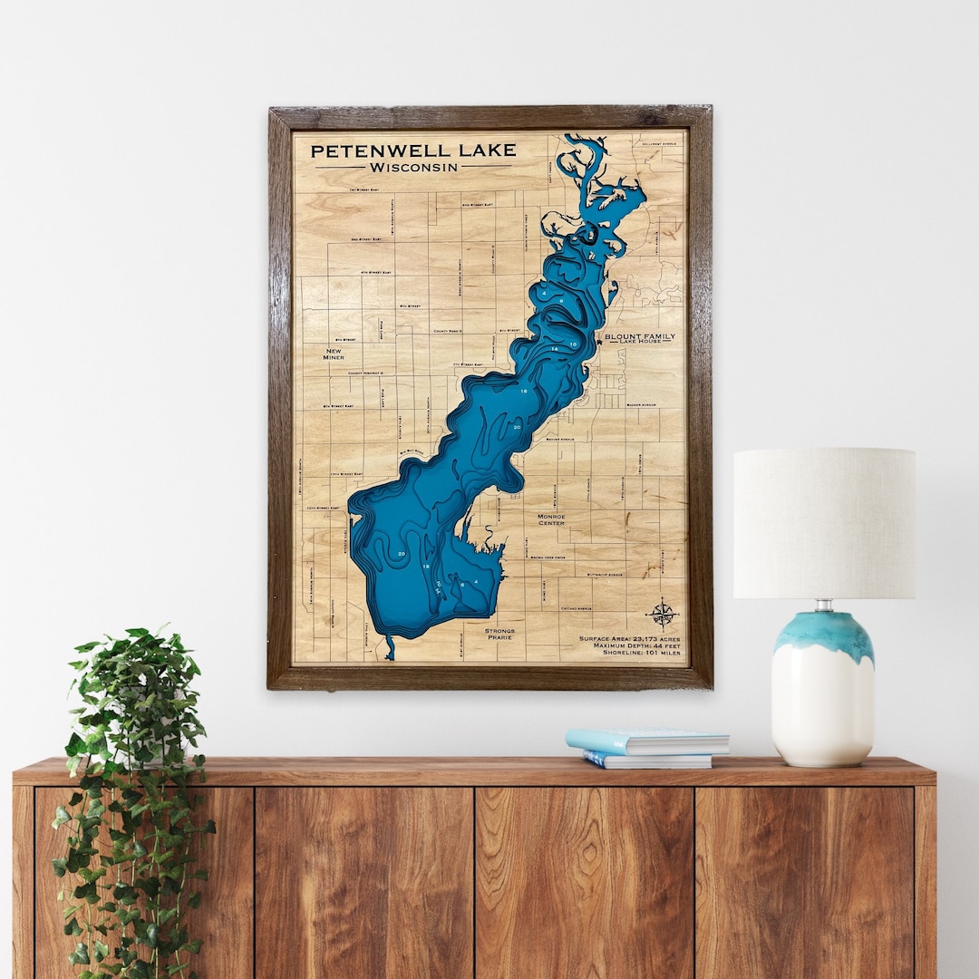Petenwell Lake Custom Lake Map Nautical Decor Lake House - Etsy Hong Kong