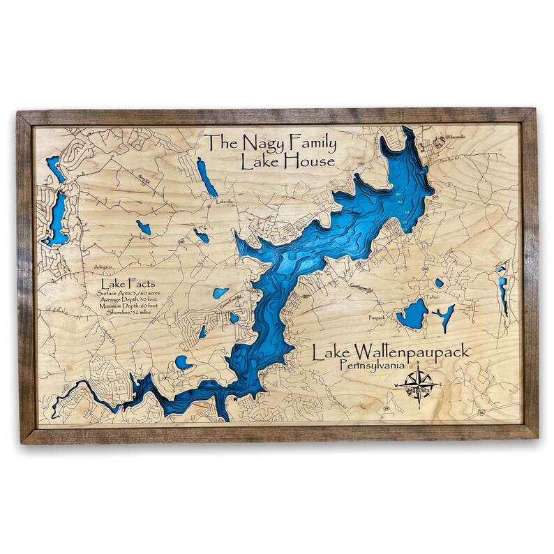 Petenwell Lake Custom Lake Map Nautical Decor Lake House - Etsy