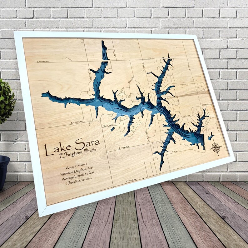Lake Sara Choose Your Custom Design Custom Wood Map Lake - Etsy