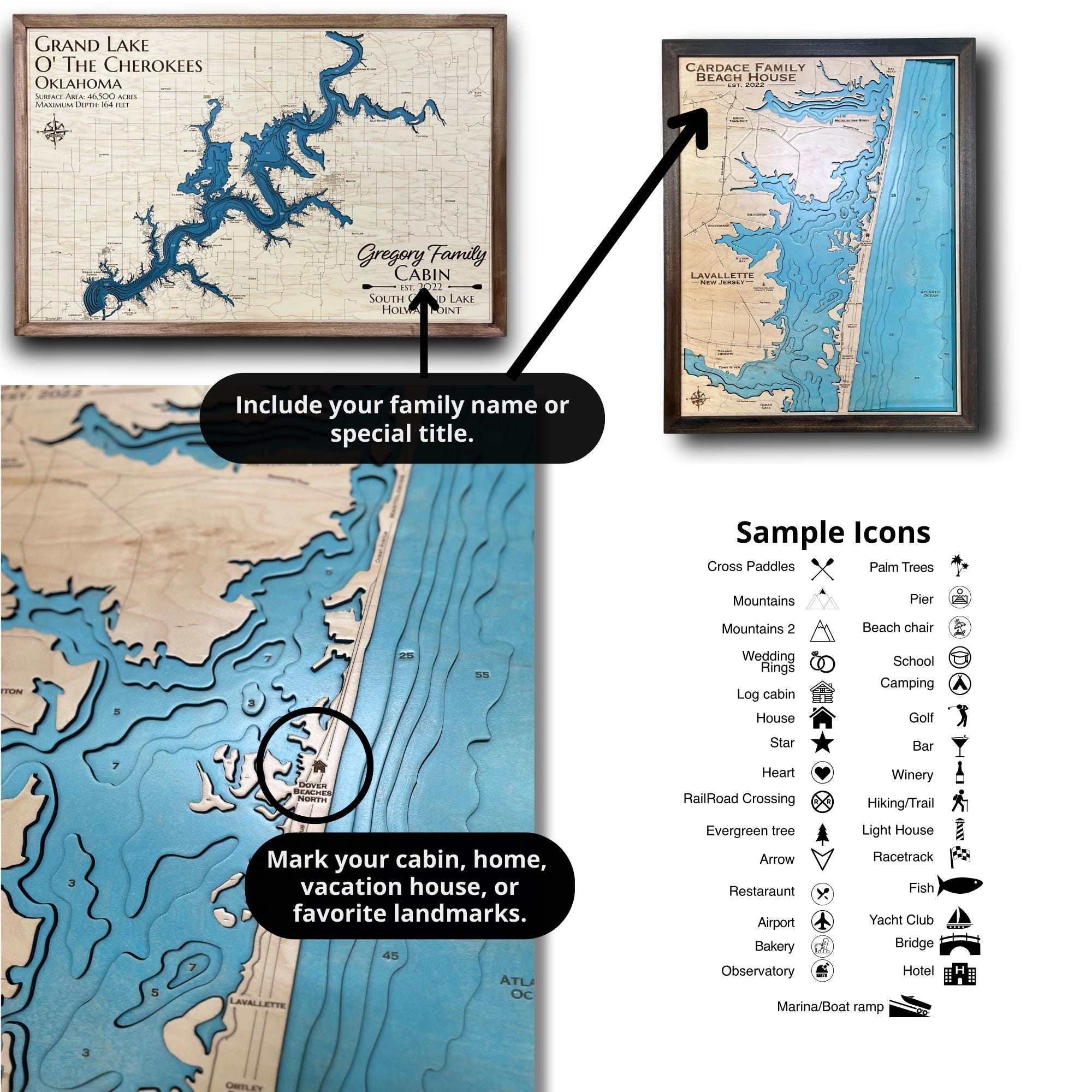 Lake Lyndon B Johnson, Custom Wood Map, Lake House Decor, Lake Map ...