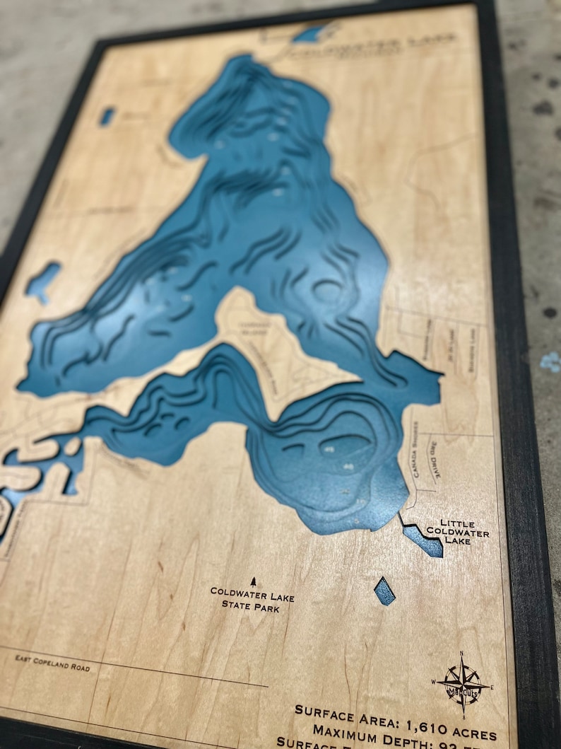 Coldwater Lake Michigan Custom Lake Map Custom Map - Etsy