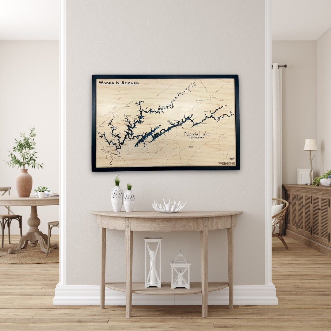 Norris Lake Custom Lake Map Nautical Decor Lake House Decor Fishing Map ...