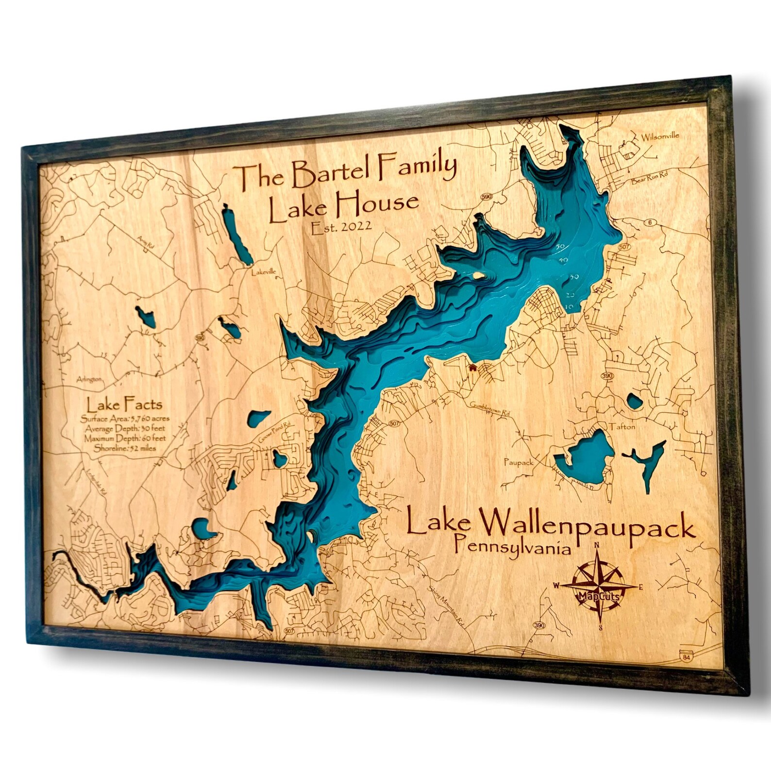 Lake Wallenpaupack Custom Lake Map Nautical Decor Lake - Etsy