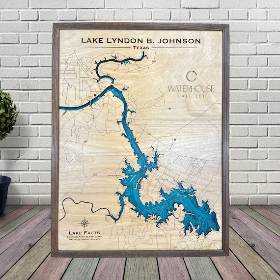 Lake Lyndon B Johnson Custom Wood Map Lake House Decor Lake | Etsy