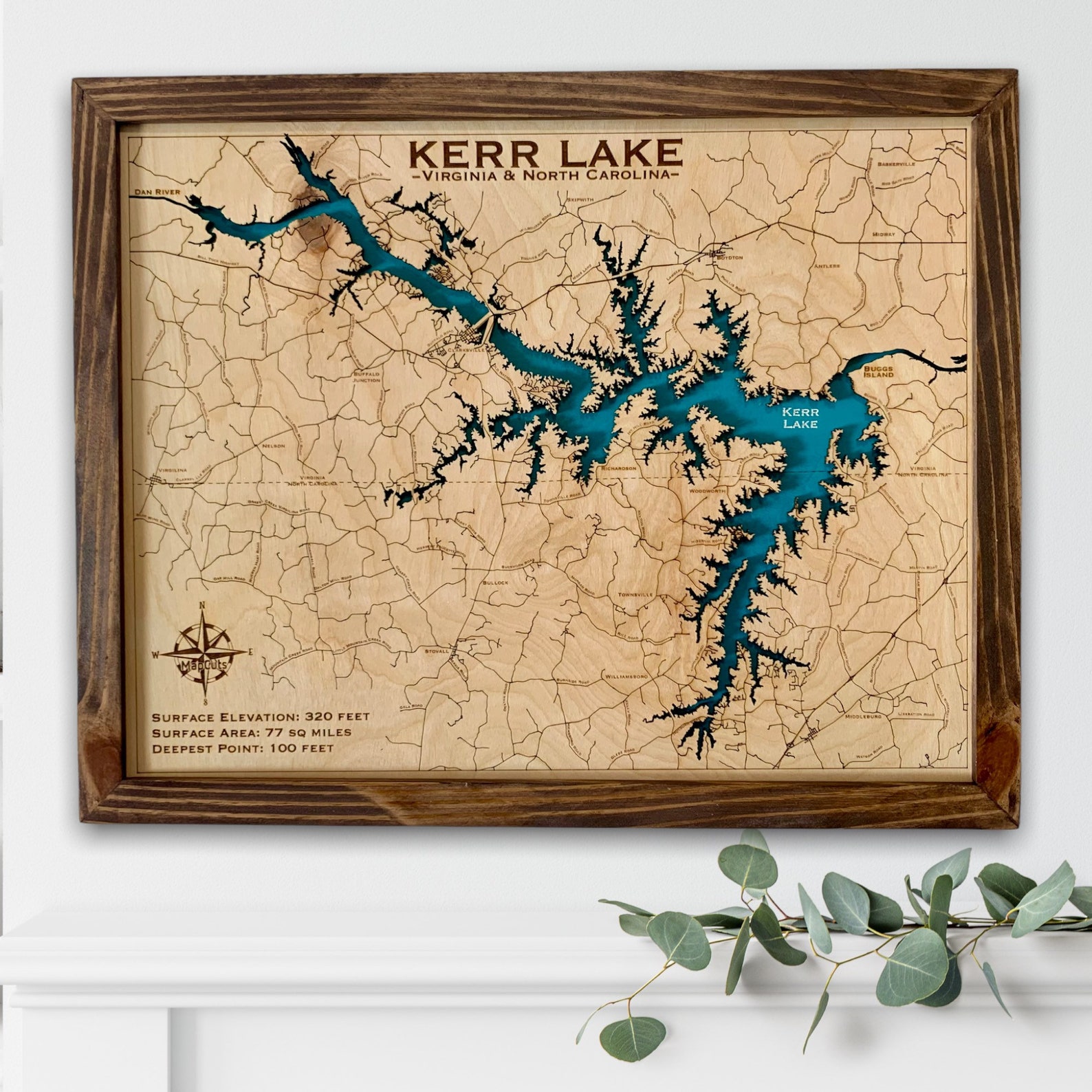 Kerr Lake Custom Wood Map Lake House Decor Sign Custom - Etsy