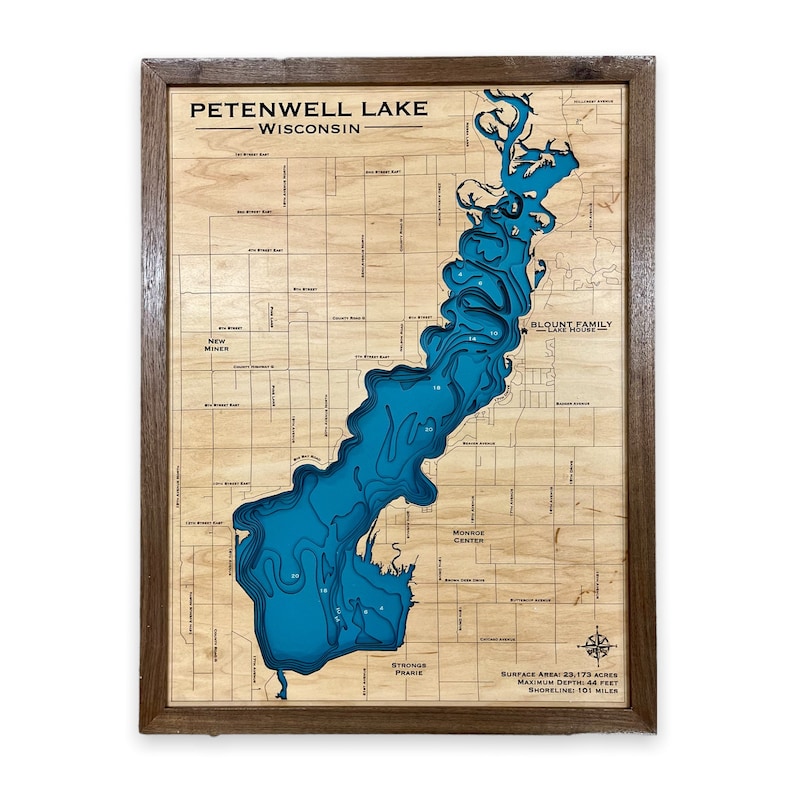 Petenwell Lake Custom Lake Map Nautical Decor Lake House - Etsy