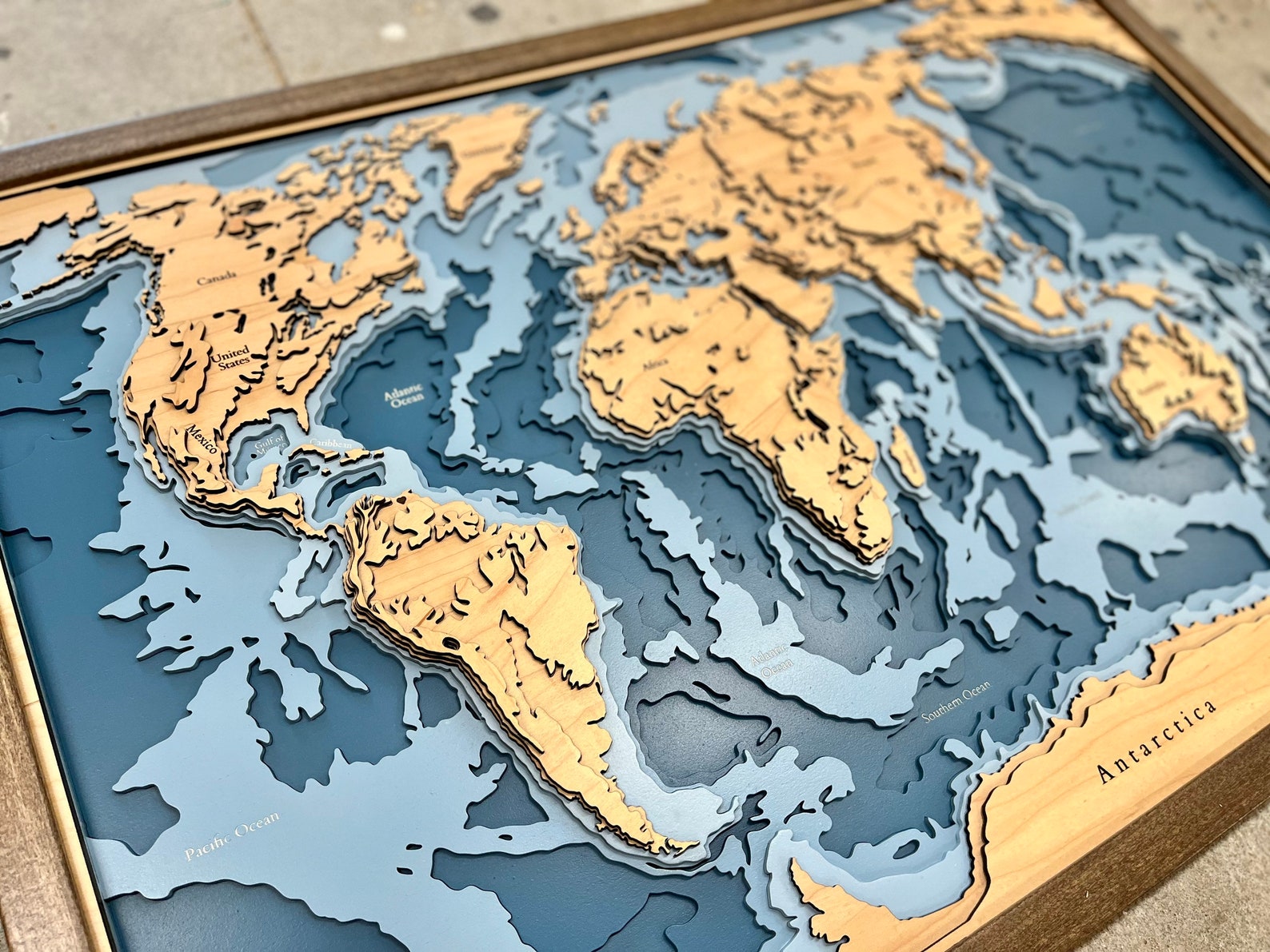 World Map Custom Topographical Map Nautical Decor Lake - Etsy