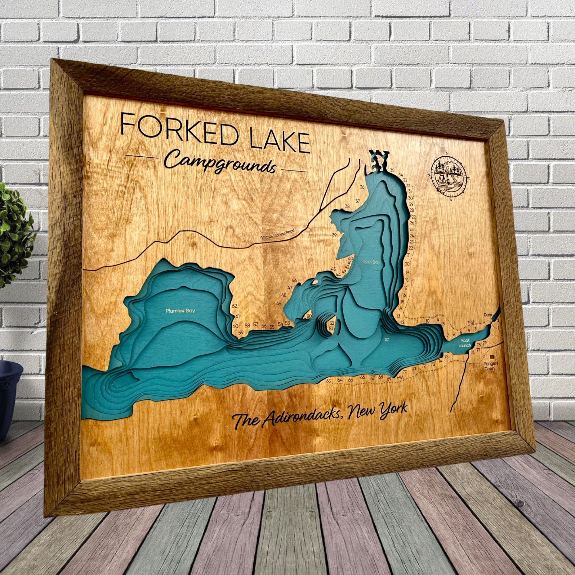 Forked Lake Choose Your Custom Design Custom Wood Map Lake | Etsy