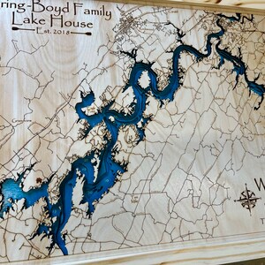 Watts Bar Lake Custom Wood Map Depth Map Wood Map Gift - Etsy