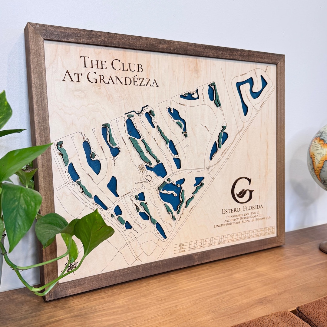 Custom Wooden Golf Course Map Art: Any Course in the World 3d Map for ...