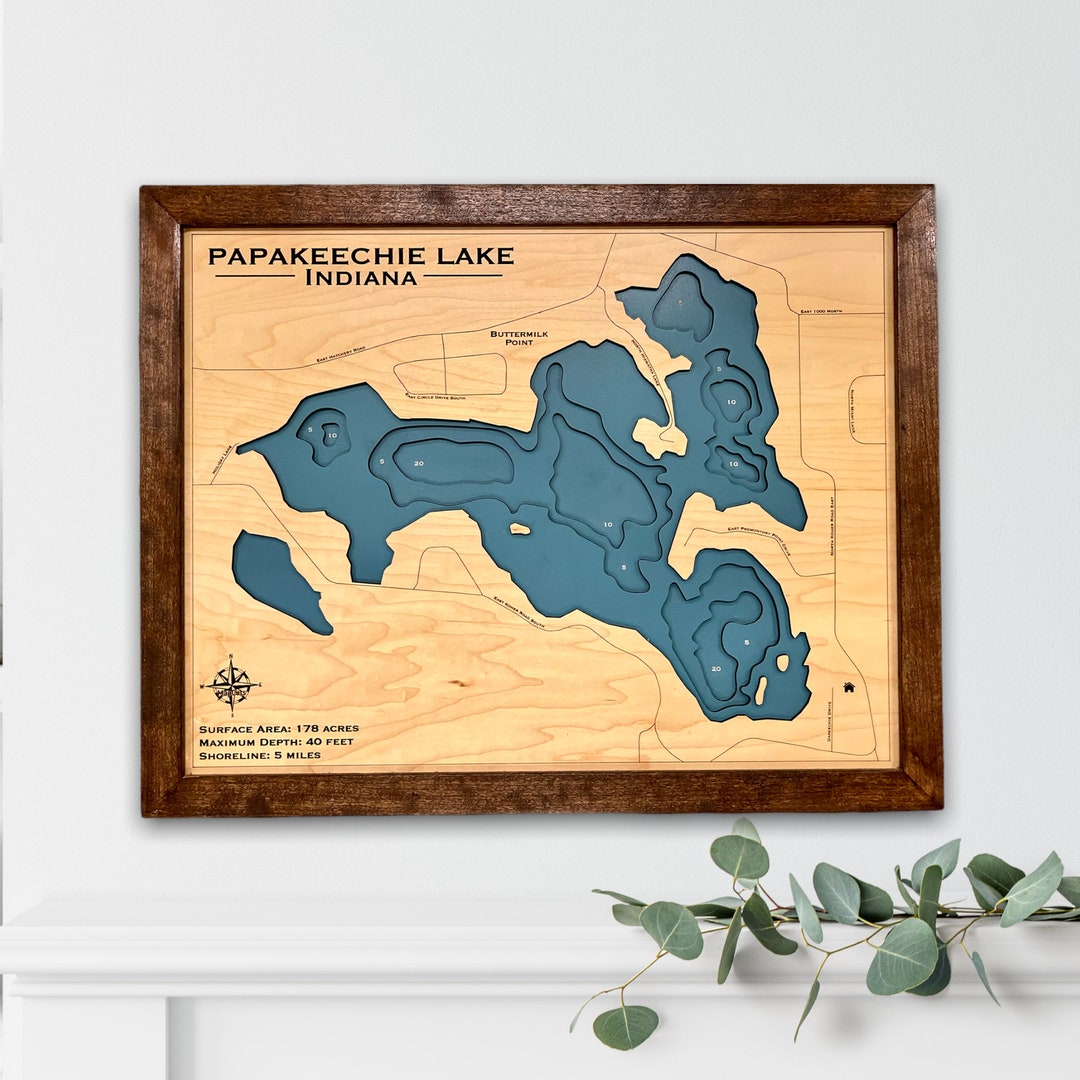 Papakeechie Lake | Custom Lake Map | Nautical Decor | Lake House Decor ...