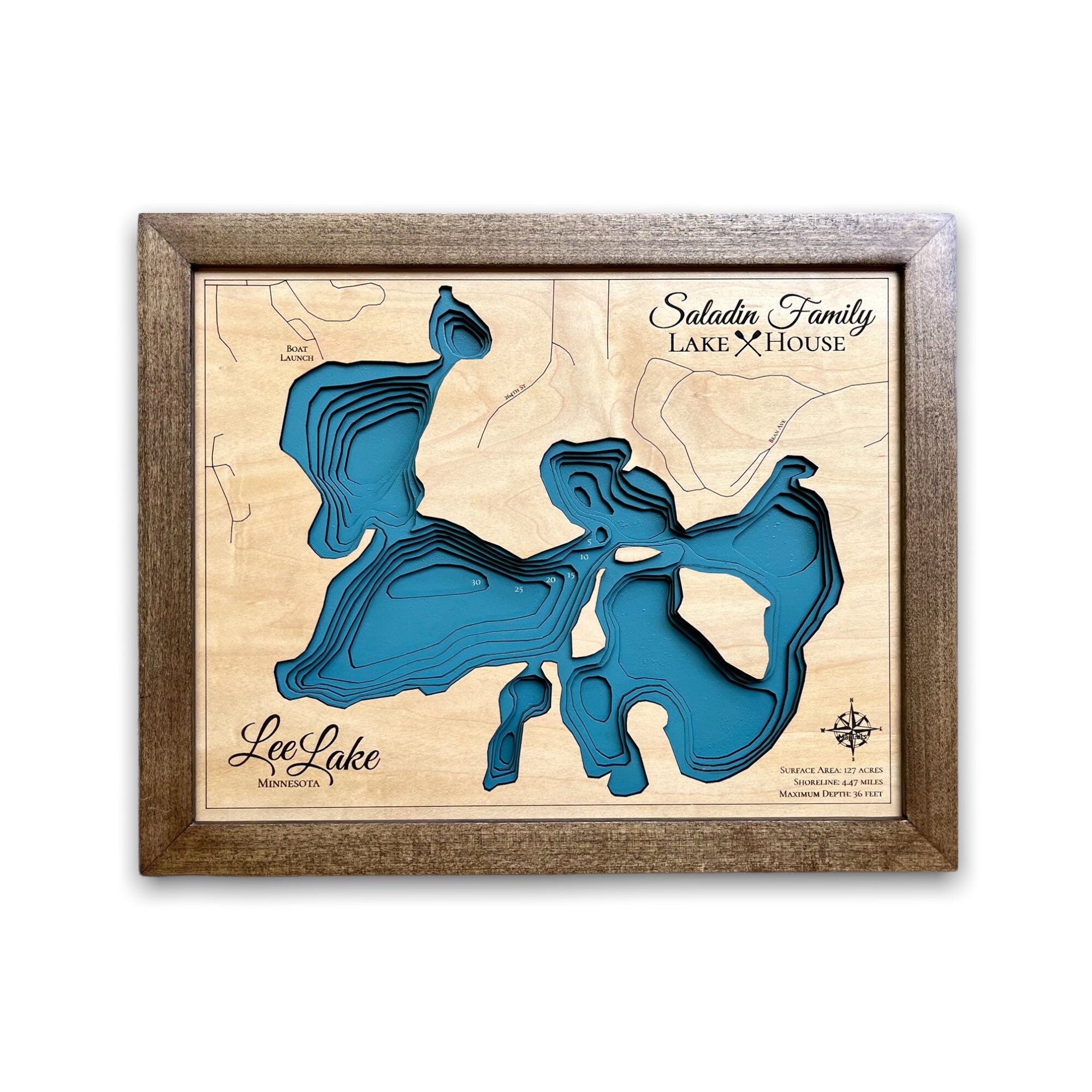 Lee Lake Custom Lake Map Nautical Decor Lake House Decor - Etsy