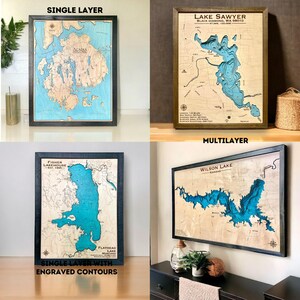 Personalized Wood Lake Map, Custom Wood Map, Lake House Decor - Etsy