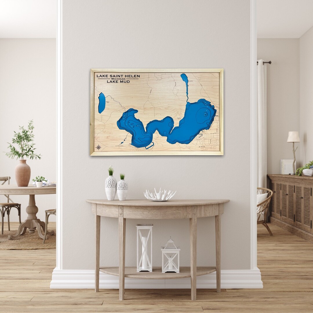 Lake Saint Helen | Lake Mud |custom Lake Map | Nautical Decor | Lake ...