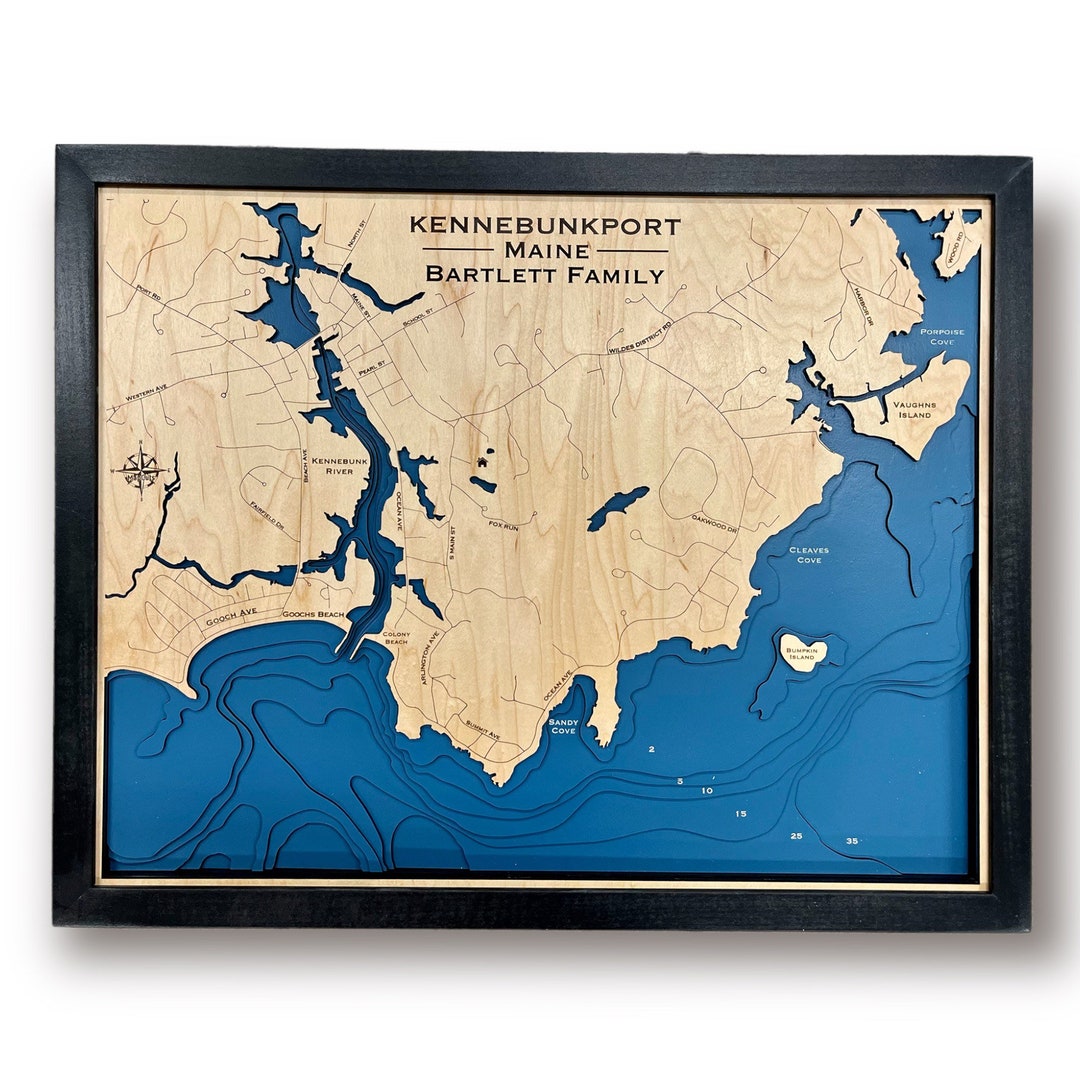 Kennebunkport Map | Kennebunkport Maine | Nautical Decor | Lake House ...