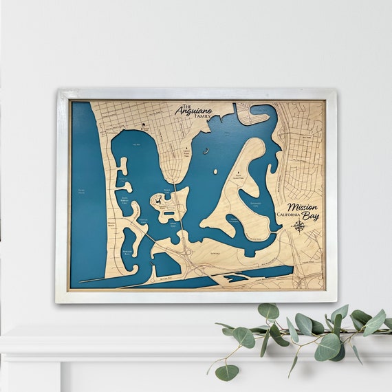 Mission Bay California Custom Lake Map Nautical Decor - Etsy