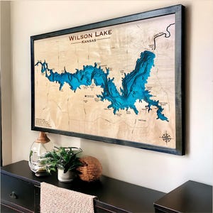 Personalized Wood Lake Map, Custom Wood Map, Lake House Decor, Father's ...