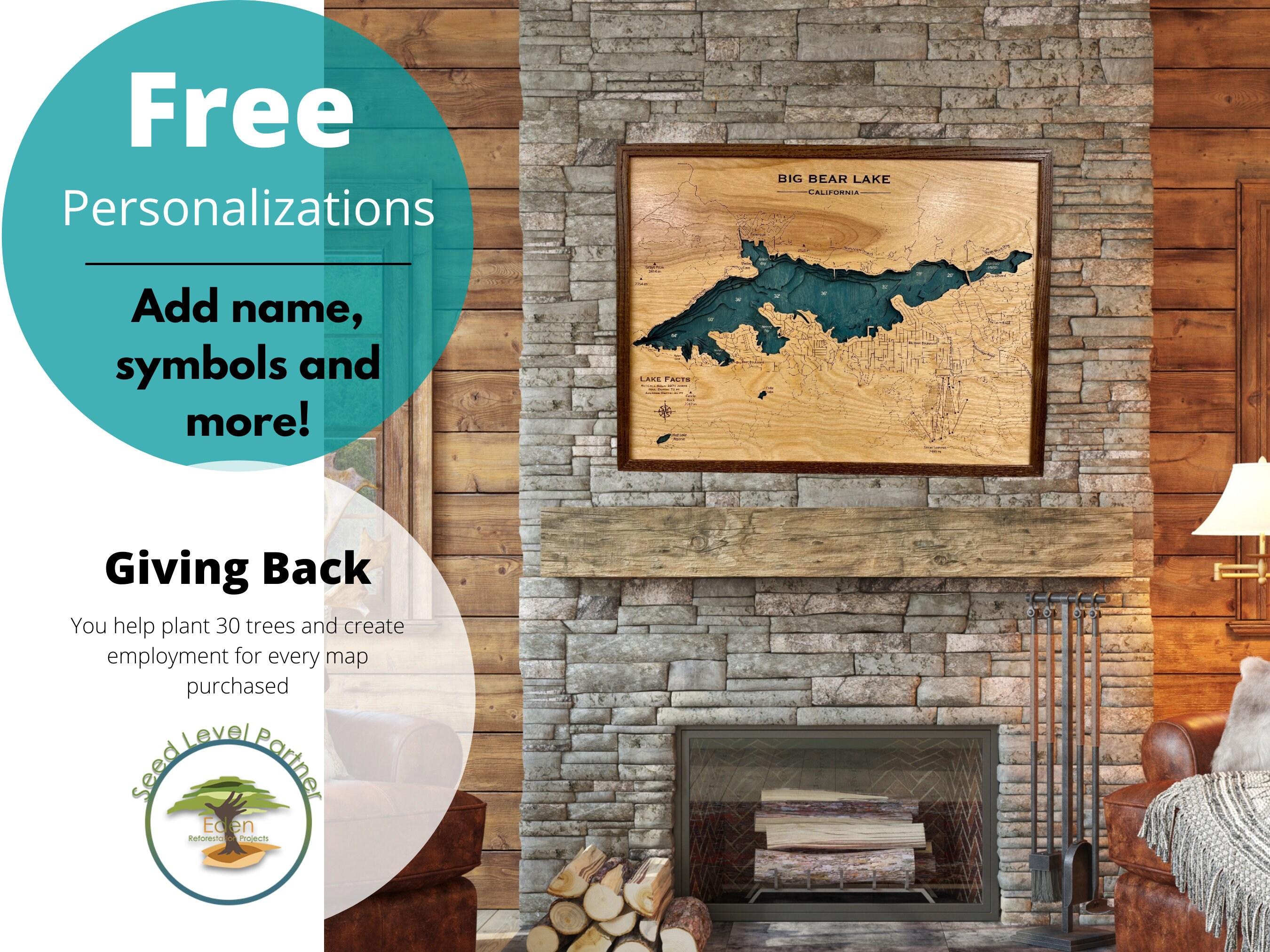 Powers Lake Choose Your Custom Design Custom Wood Map Lake | Etsy