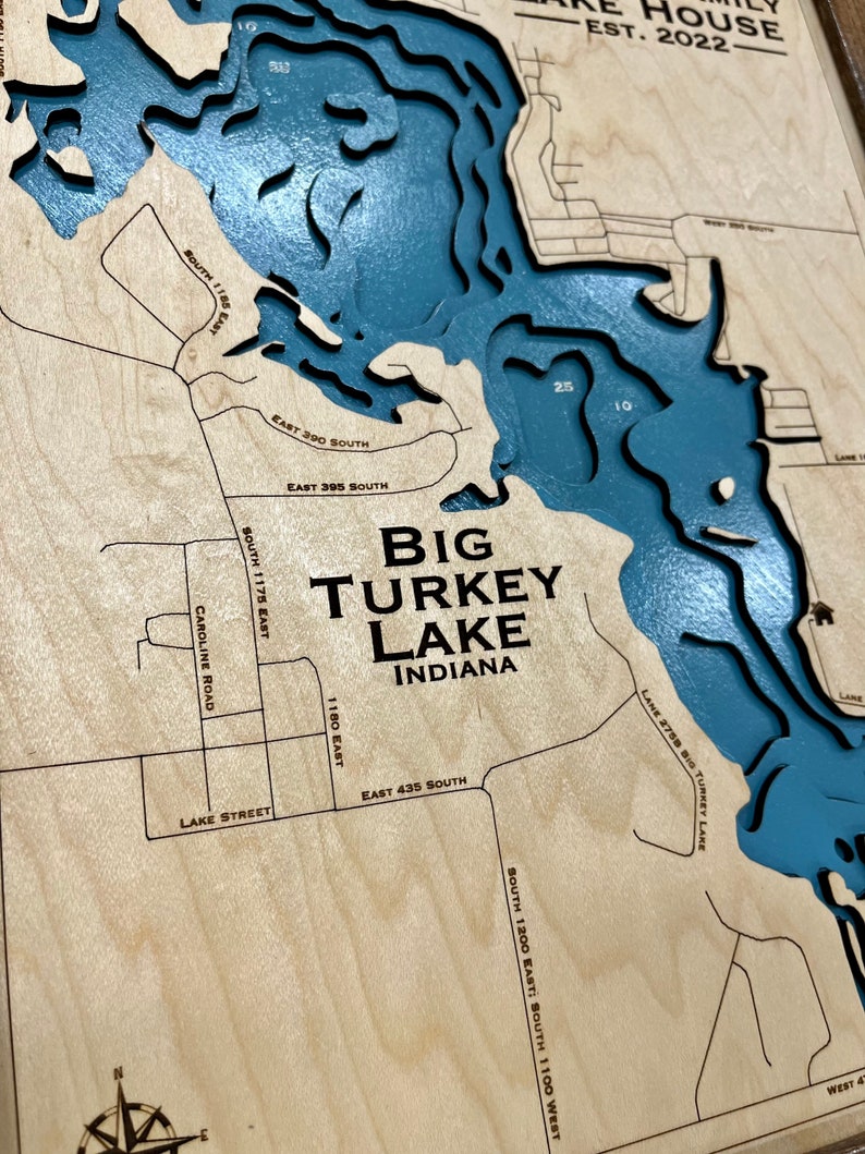 Big Turkey Lake Custom Lake Map Custom Map Choose Your - Etsy