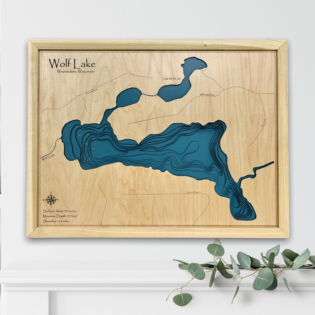 Wolf Lake | Custom Lake Map | Nautical Decor | Lake House Decor ...