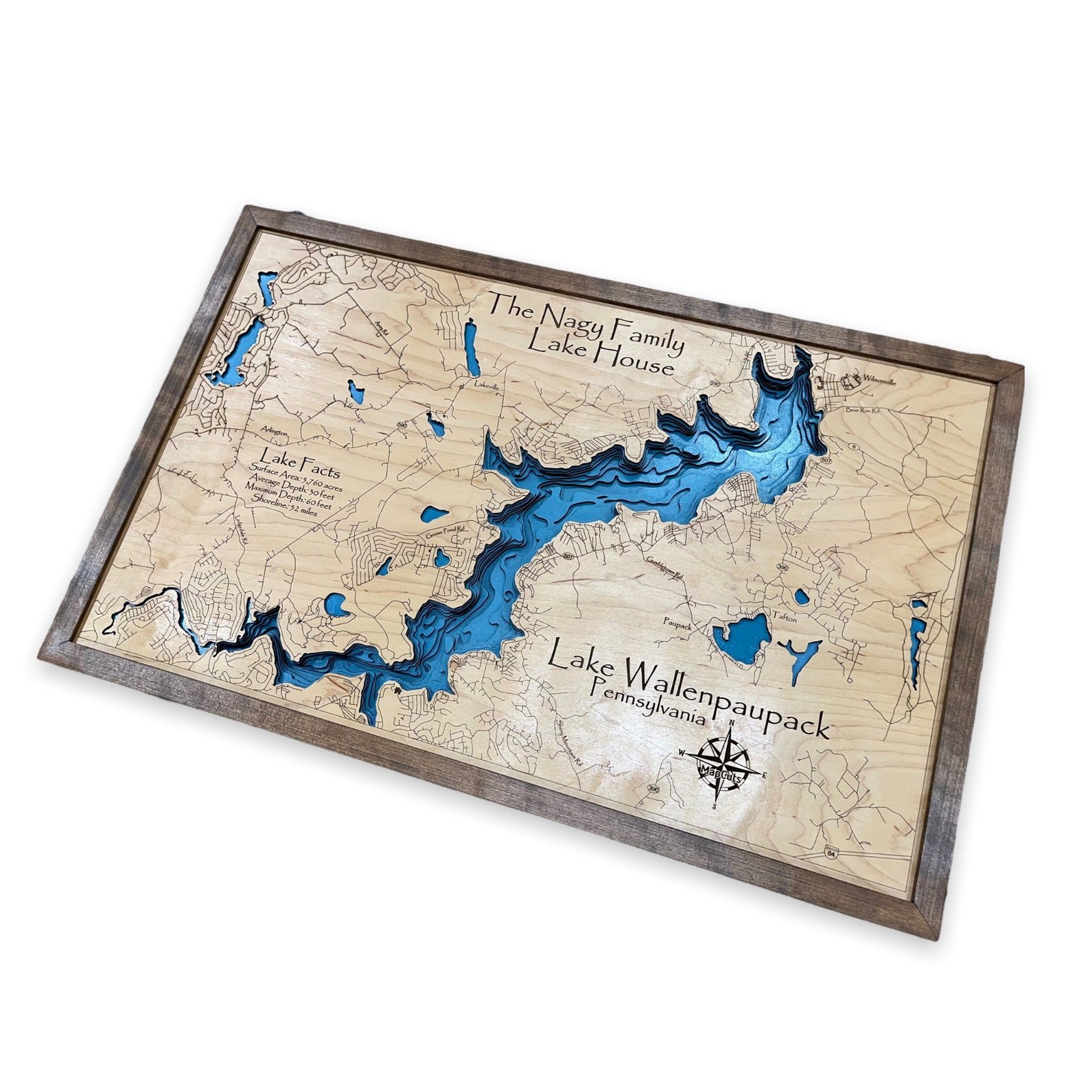 Lake Wallenpaupack Custom Lake Map Nautical Decor Lake - Etsy