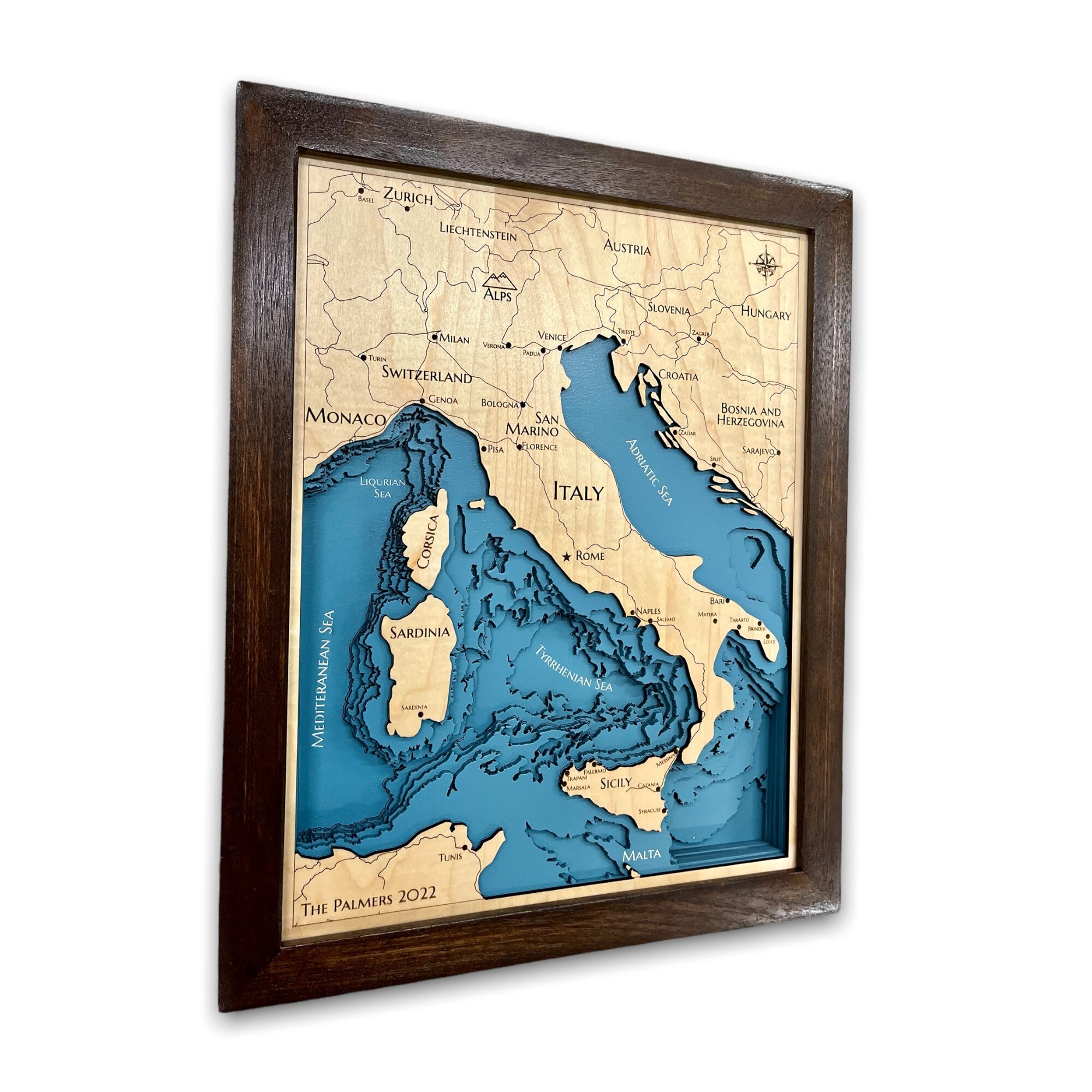 Map of Italy Custom Country Map Custom Wooden Map Lake - Etsy