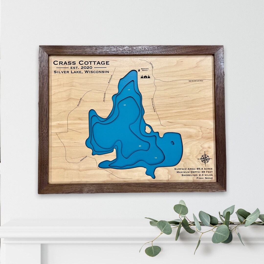 Silver Lake, Wisconsin, Custom Lake Map, Custom Map, Lake House ...