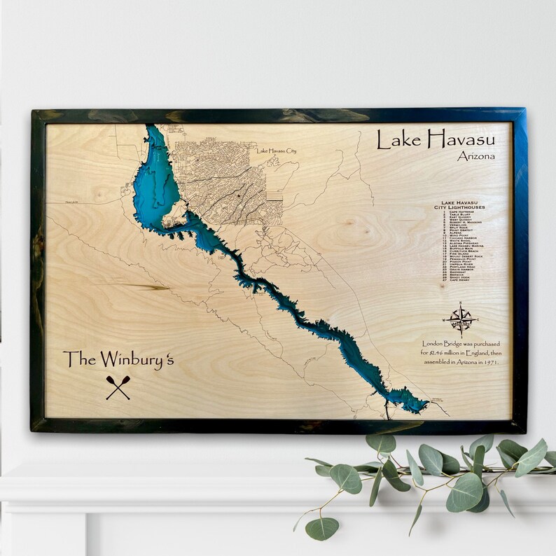 Lake Havasu Custom Wood Map Lake House Decor Sign Custom | Etsy